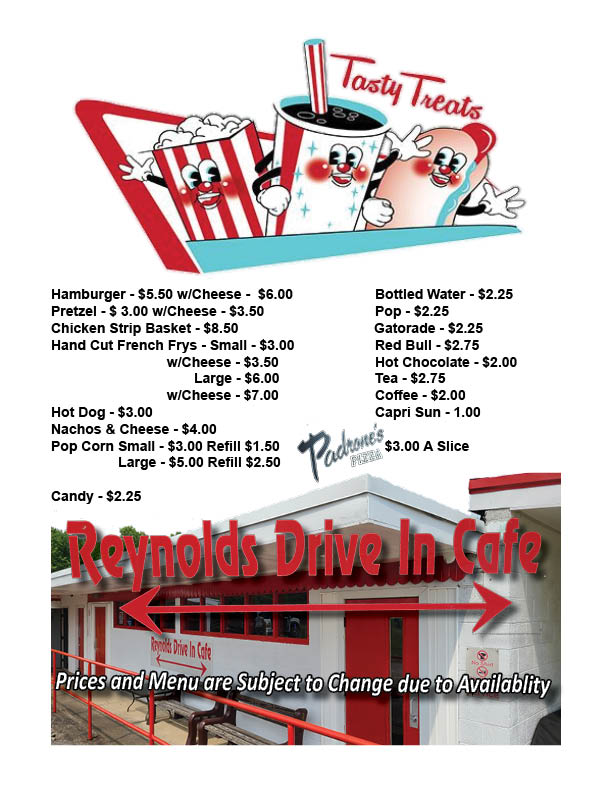 Café Menu - REYNOLDS DRIVE IN